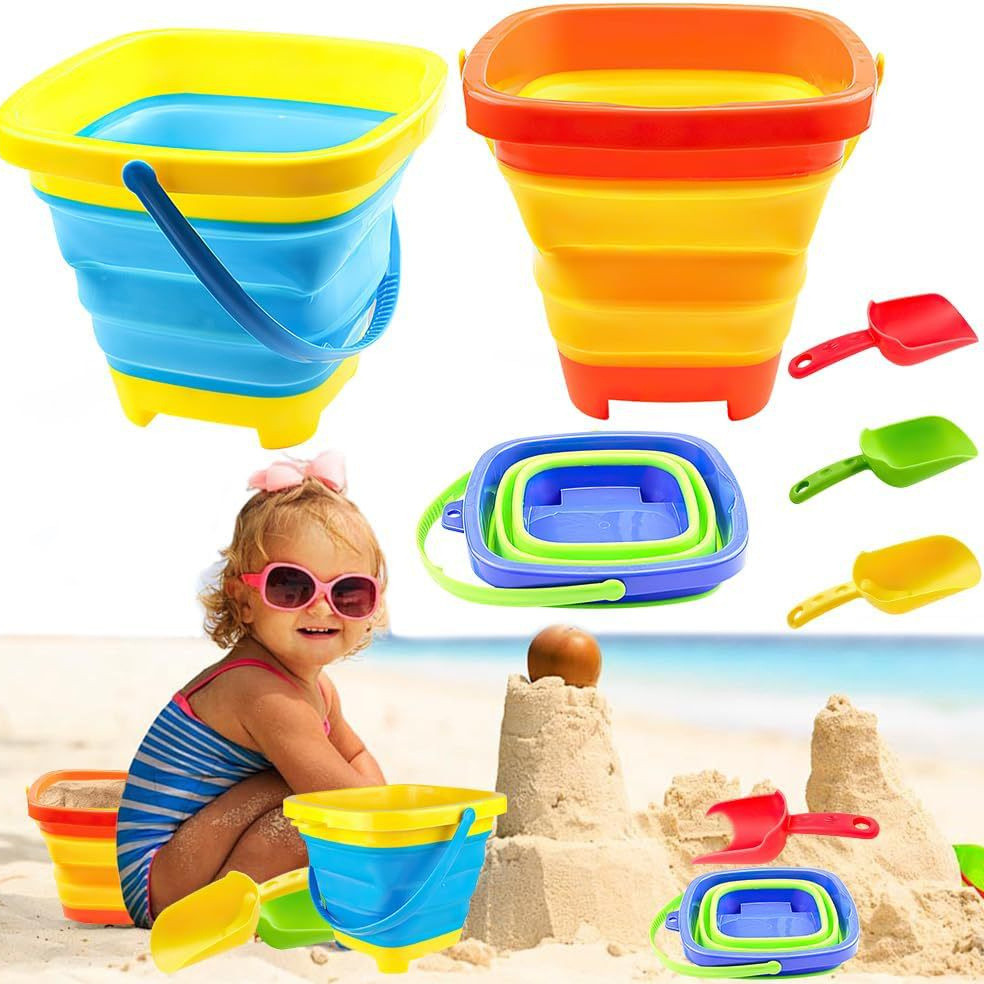 Beach storage folding bucket children's beach water play outdoor water ...