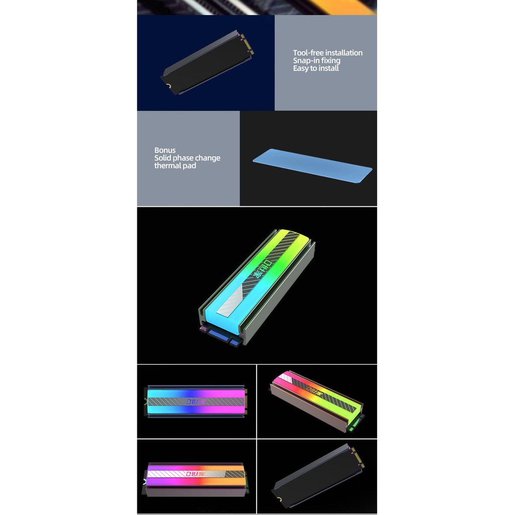 TEUCER M.2 SSD NVME Heatsink 2280 Solid State Disk Drive Radiator ...