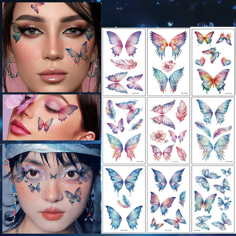 Glitter Butterfly Bow Face Stickers for Children's Day Stage ...