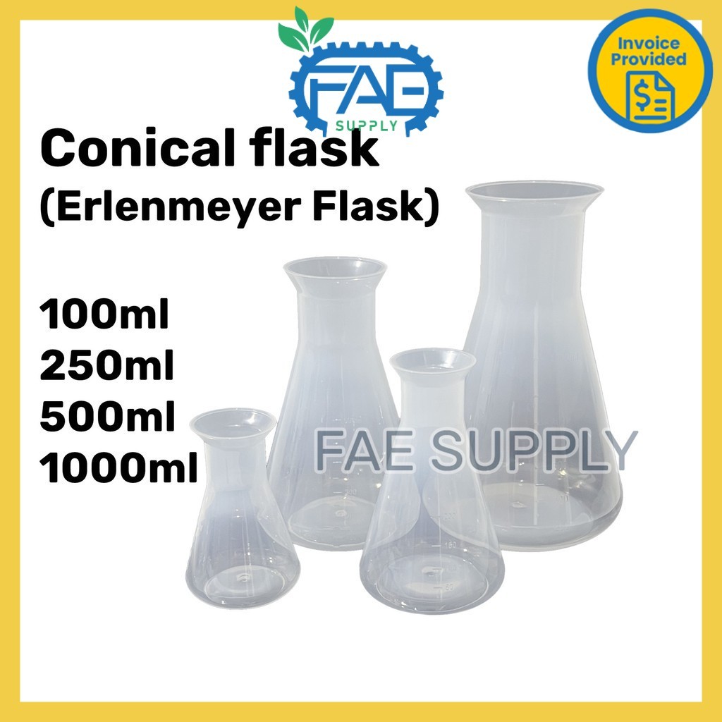 Conical Flask Erlenmeyer flask 100ml 250ml 500ml 1000ml | Shopee Malaysia