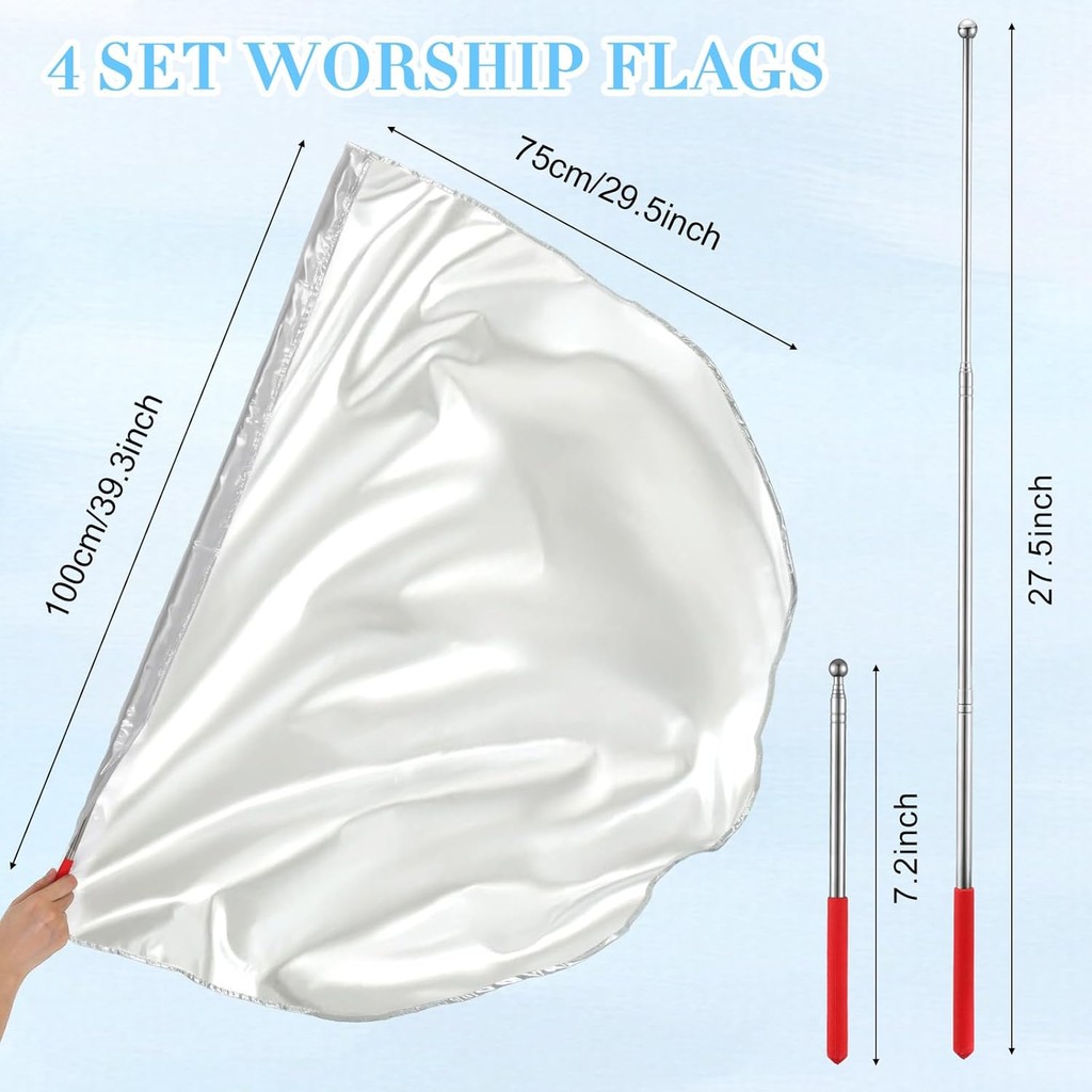4 Set Bendera Ibadah untuk Tarian 29.5 x 39.3 Inci Pujian Bendera ...