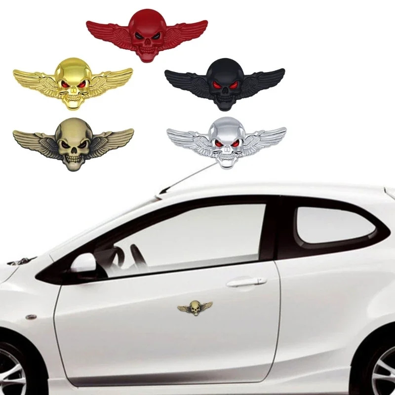 1pcs 3D Metal Skeleton Car Sticker Skull Emblems Auto Trunk Badge Decal ...