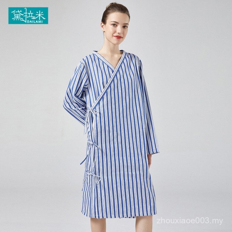 Patient Clothes Women Laced-Up Coat Long Style Easy-to-Wear Nursing ...