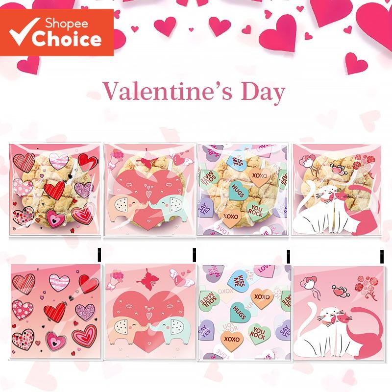 100 Valentine's Day Candy Biscuit Bag Small Gift Gift Packaging Bag ...