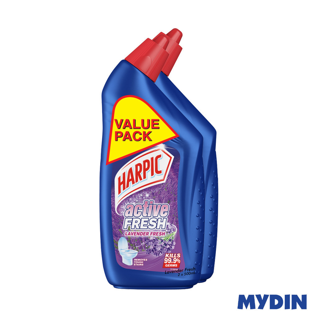 Harpic Active Fresh Toilet Bowl Cleaner Lavender Twinpack (500ml x 2 ...