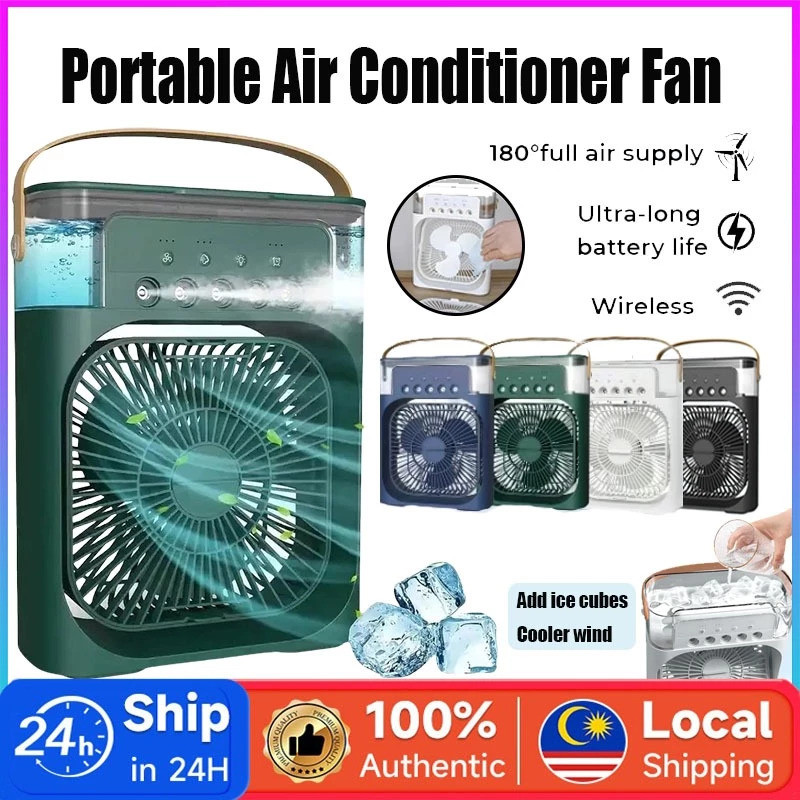 Portable Air Cooler Fan 6 Inch With 5 Mist Spray Humidifier & 7 Color ...