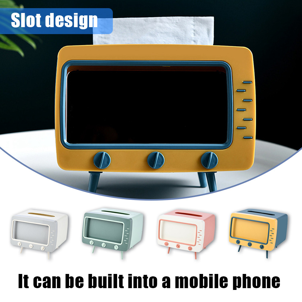 2in1 Tissue Box Cute Creative TV Shaped Tissue Box Dispenser Storage ...