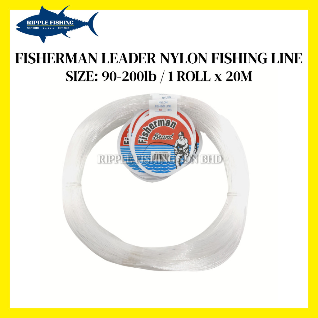 FISHERMAN LEADER NYLON FISHING LINE TALI PERAMBUT TANGSI (10LB - 200LB ...