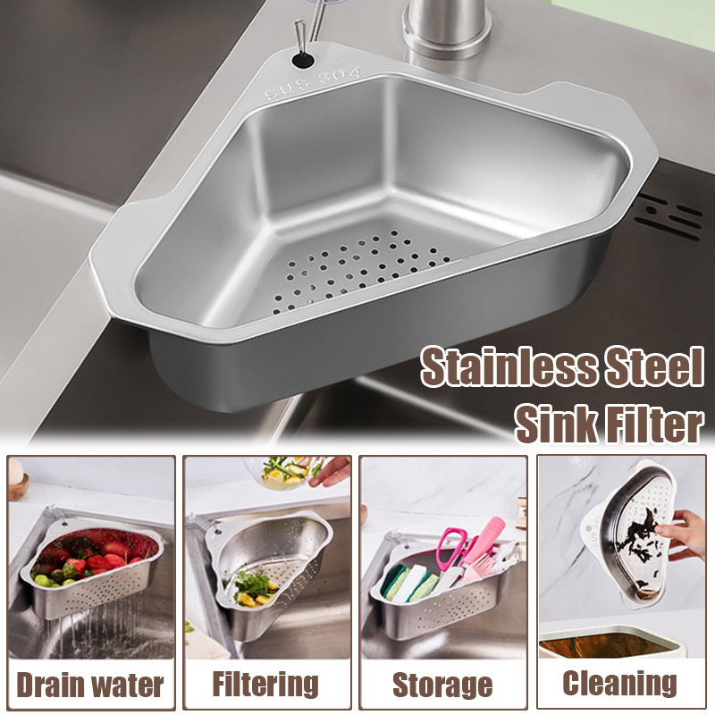 304 Stainless Steel Sink Strainer Kitchen Corner Sink Filter Anti ...