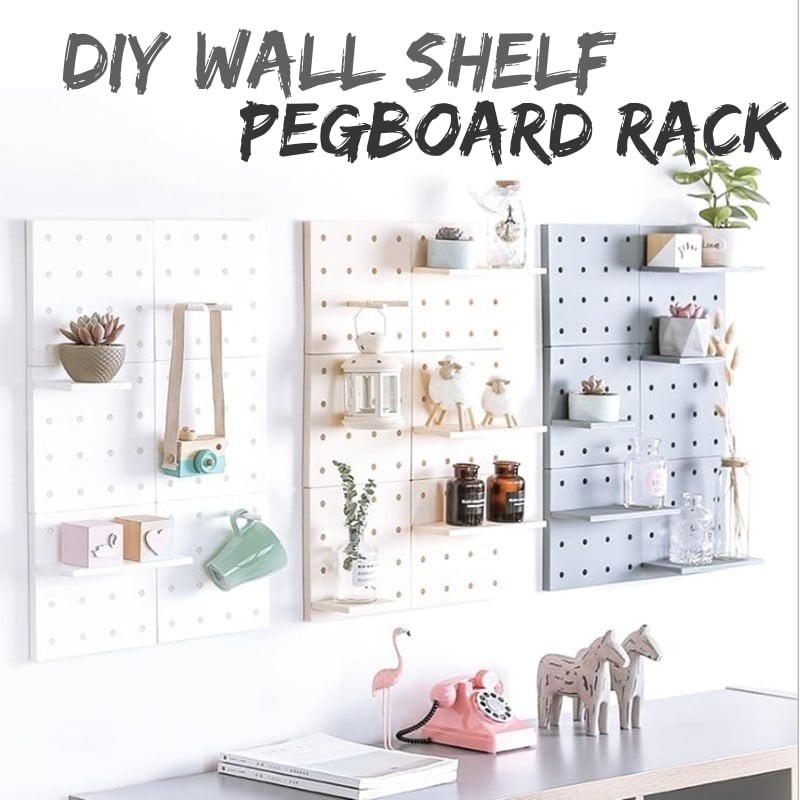 DIY Wall Shelf Rack Pegboard Hole Hardboard Perforated Board Wall Mount ...