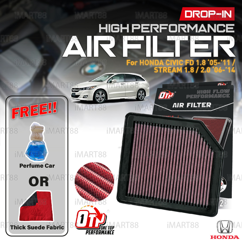 OTP Washable Drop In Air Filter Performance Honda CIVIC FD 1.8 2.0 ...