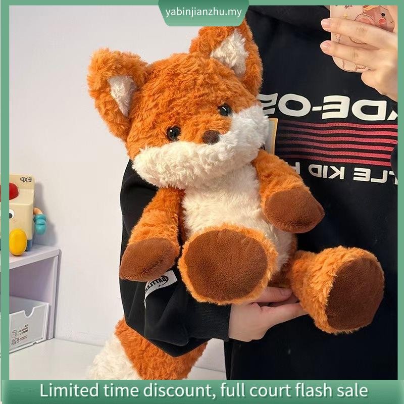 [TurnBright] 35cm Cute Fluffy Fox Plush Toy Soft Cartoon Orange Foxes ...
