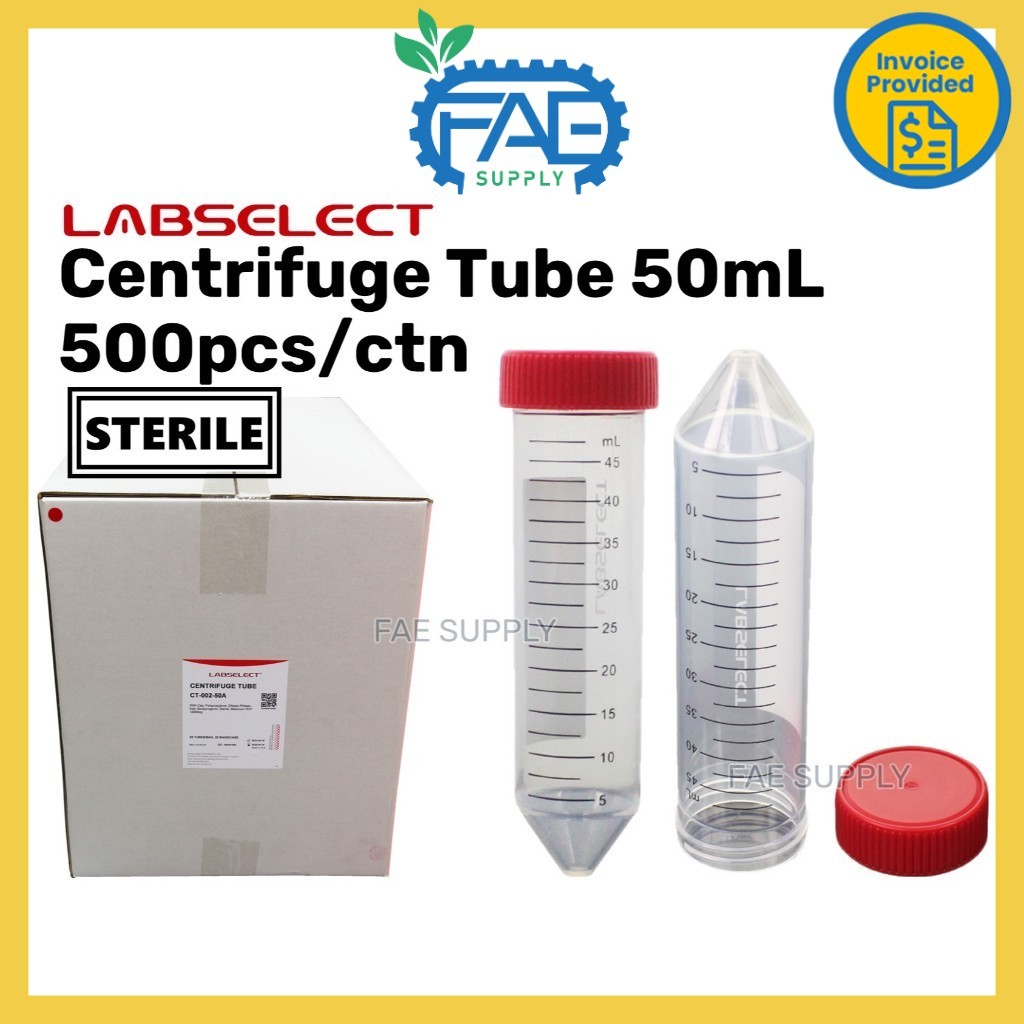 Falcon Tube Centrifuge Tube 50mL Sterile LABSELECT 500pcs/box | Shopee ...
