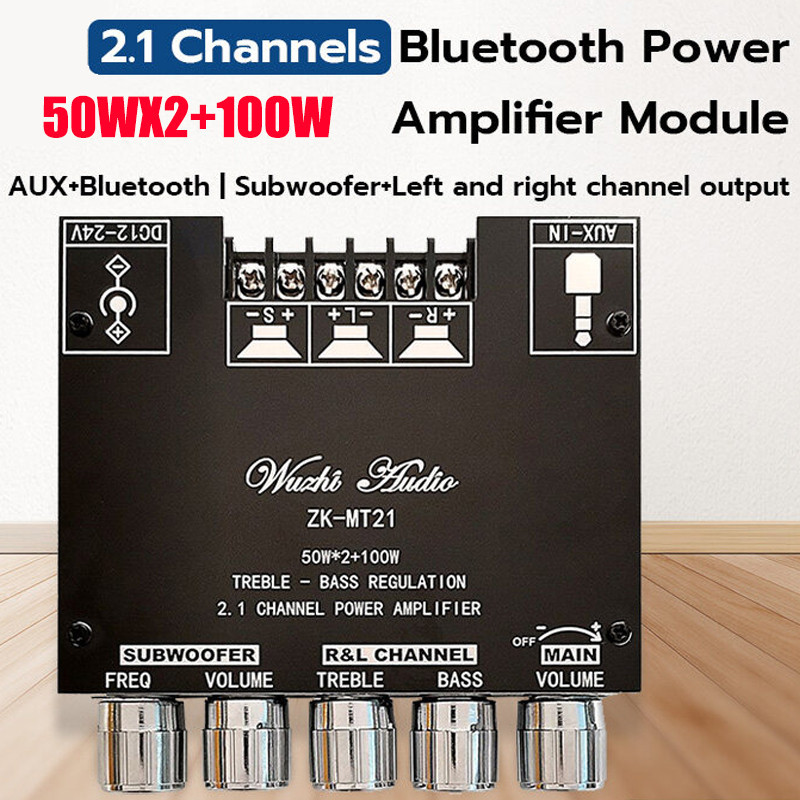 Subwoofer amplifier ZK-MT21 2.1 channel bluetooth 5.0 subwoofer power amplifier board 50WX2+100W ...