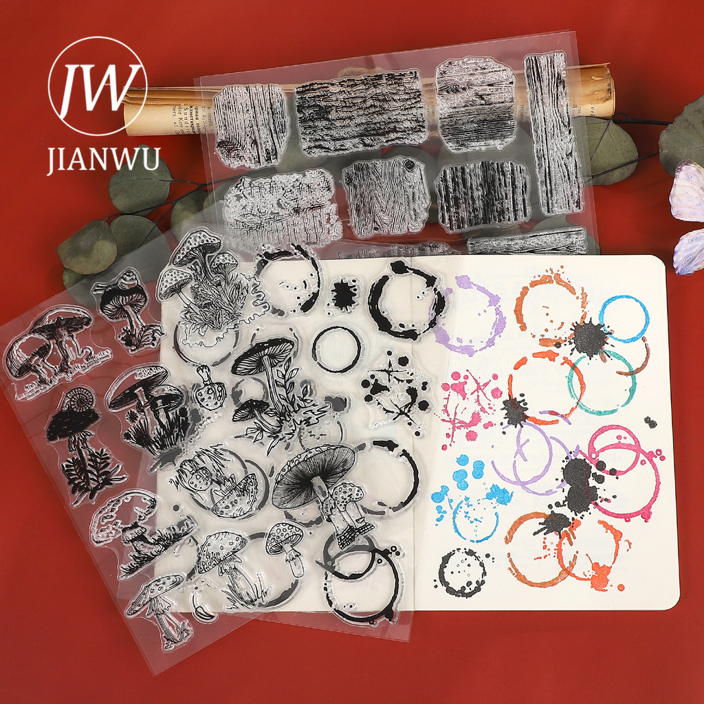 JIANWU Vintage Mushroom Digital Watermark Landscape Material Collage ...