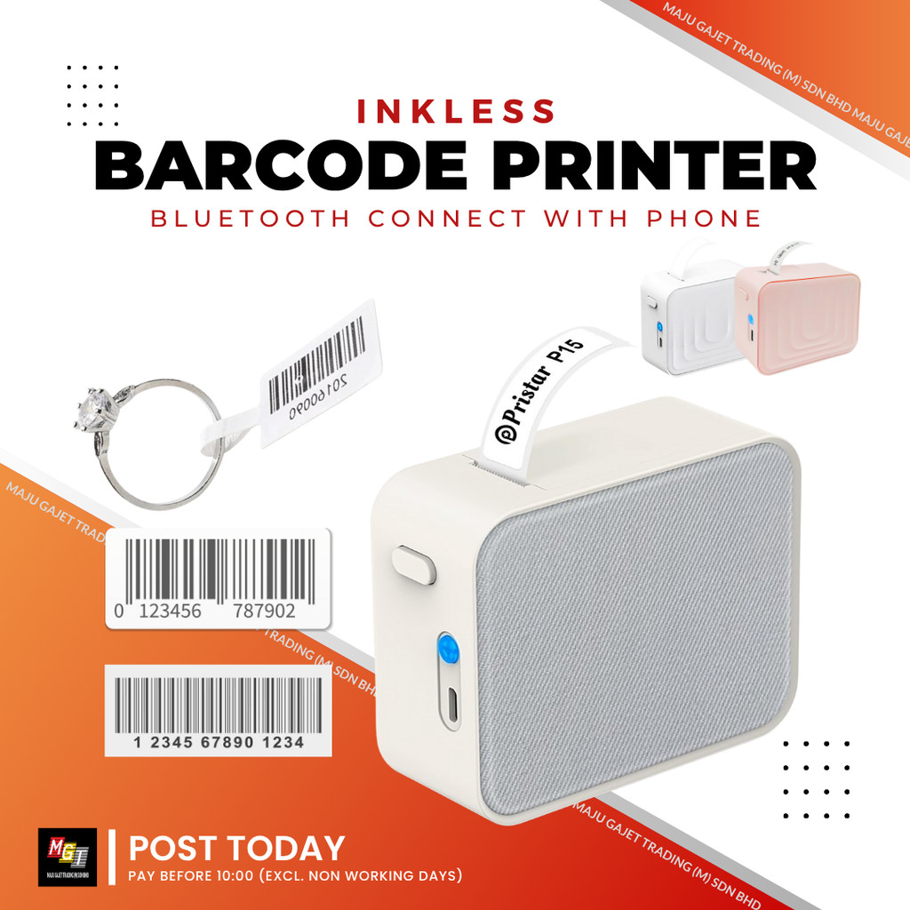 M1 Bluetooth Barcode Printer Price Tag Sticker Label Machine Mesin ...