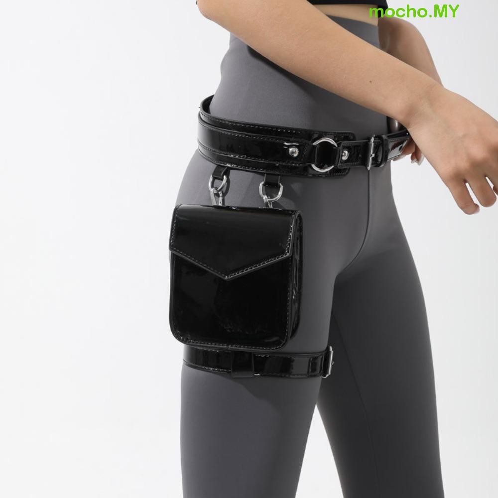 MOCHO Glossy Fanny Pack, Leg Ring PU Leather Metallic Waist Belt Pouch ...