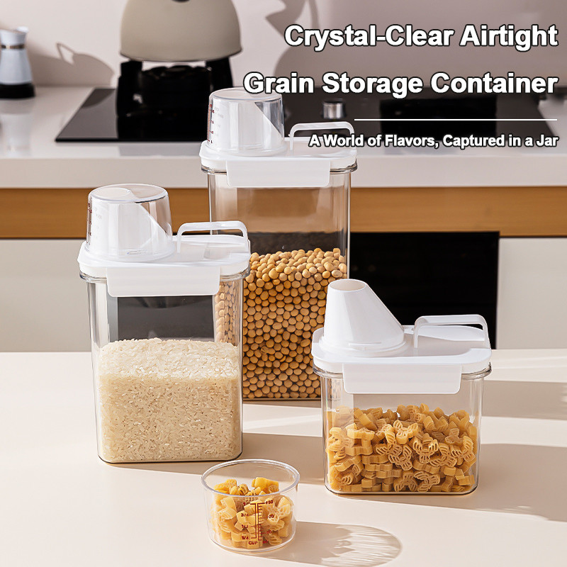 【Sealed Moisture-proof】Transparent Grain Storage Tank - Rice Barrel ...