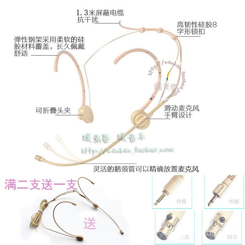 Stage Performance Host Skin Tone Ear-Hook Invisible Headset Microphone ...