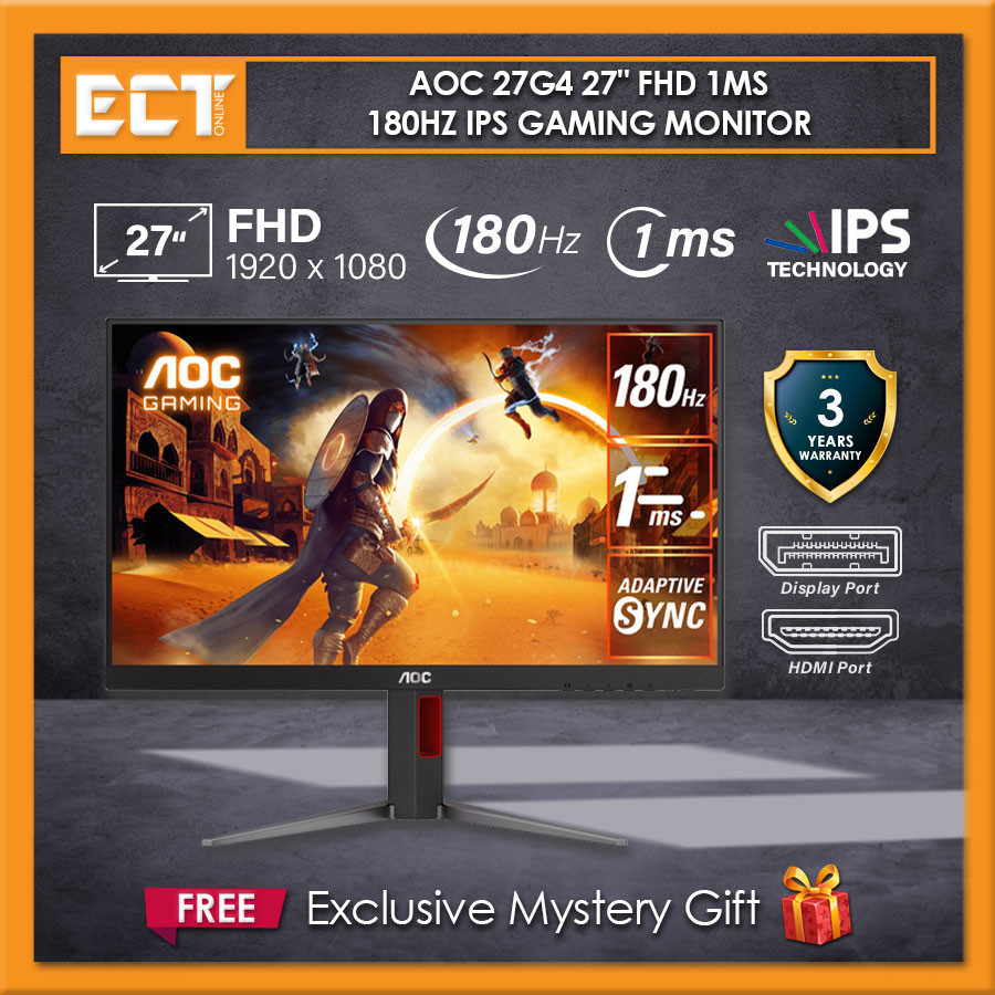 AOC 27G4 27" FHD (1920 X 1080) 1ms 180Hz IPS Gaming Monitor (HDMI, DP ...