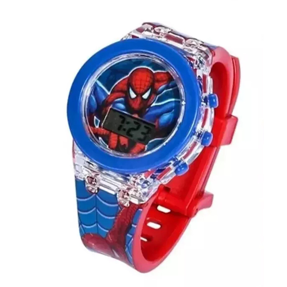 Children Spiderman Watch Cartoon Flashing Light Up Digital Spider Man ...