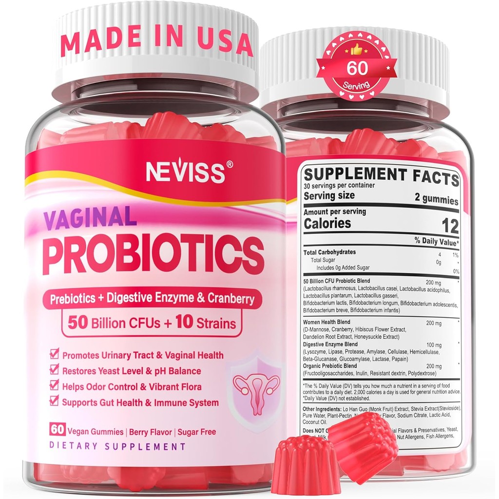 Vaginal Probiotics Gummies for Women PH Balance, Odor Control with ...