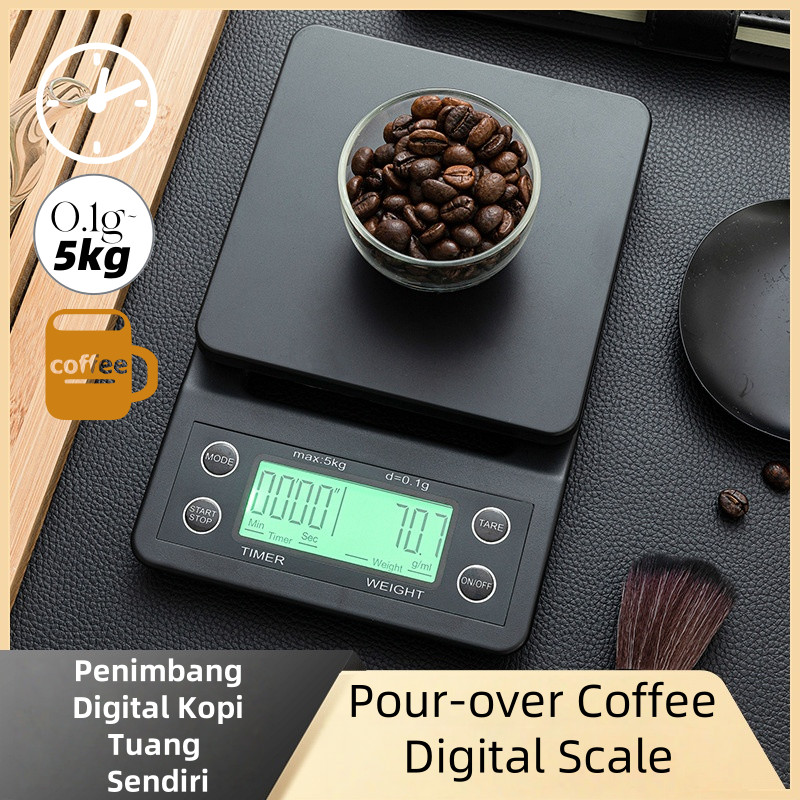 Digital Coffee Scale 5KG with Timer | Rechargeable / Battery Powered ...