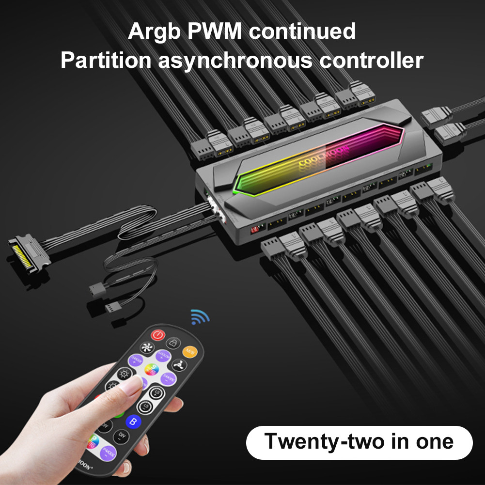 ARGB and PWM HUB Case Fan Hub with Remote SATA Power Supply Cable ARGB ...