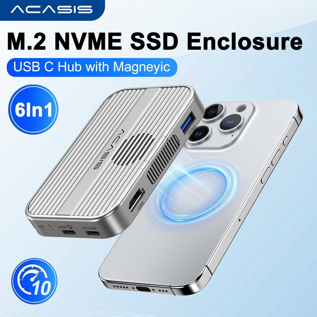 Acasis Magnetic M.2 NVMe SSD Enclosure 10Gbps USB C Docking Station ...