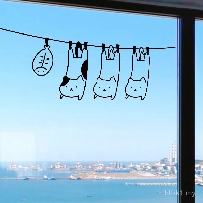 Corak Kucing Comel Kedai Haiwan Peliharaan Pintu Kaca Bilik Tingkap ...