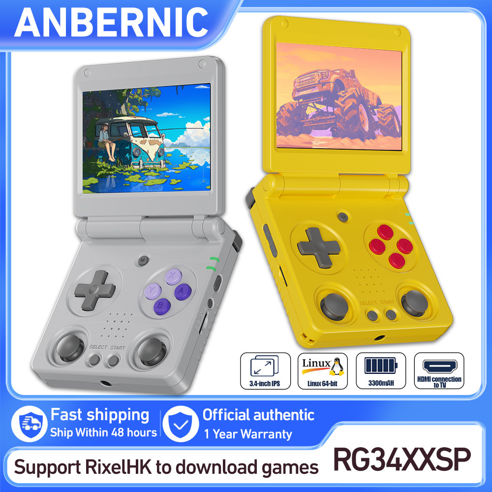Anbernic RG34XXSP 3.4'' IPS Screen Flip Handheld Console Linux System ...