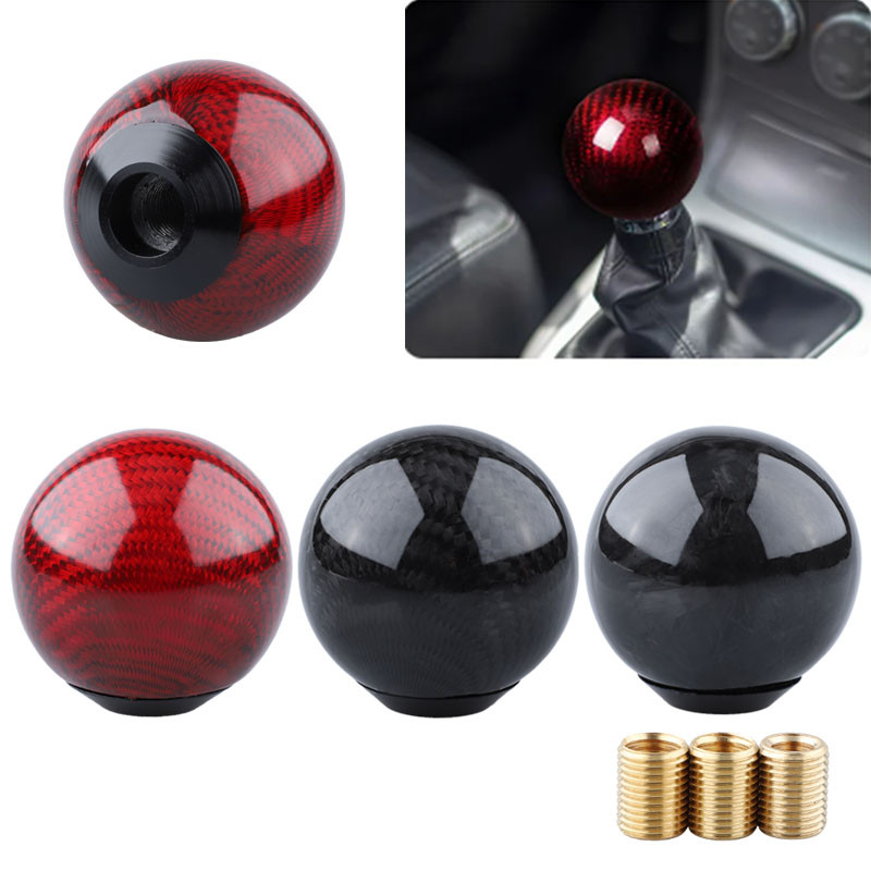 Universal Carbon Fiber Car Circular Gear Shift Knob Round Ball Shape ...