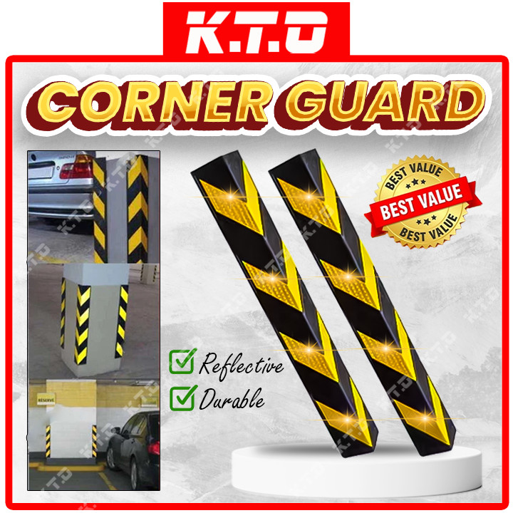 80cm X 10cm Rubber Wall Corner Guard Protector With Reflective Car ...