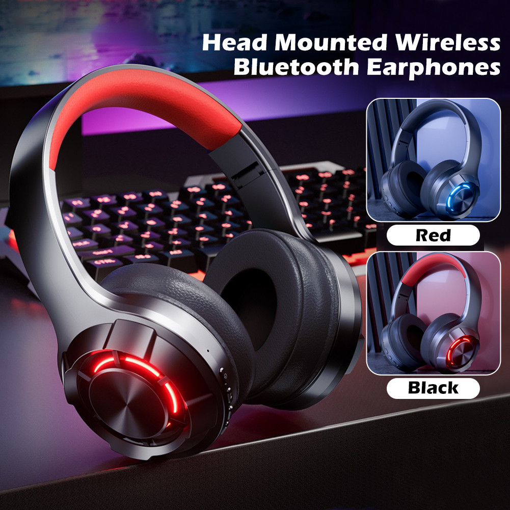 NEW Headphone Extra Bass Bluetooth Wireless RGB LED Light Earphone ...