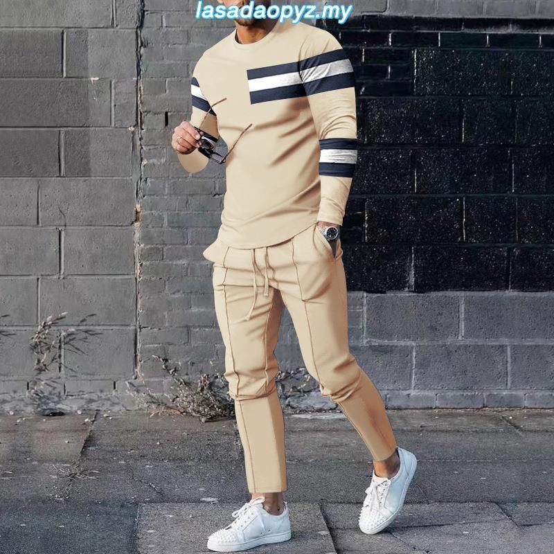 Men's Tracksuit For Men 2 Piece Outfit Long Sleeve Trousers Set Men ...