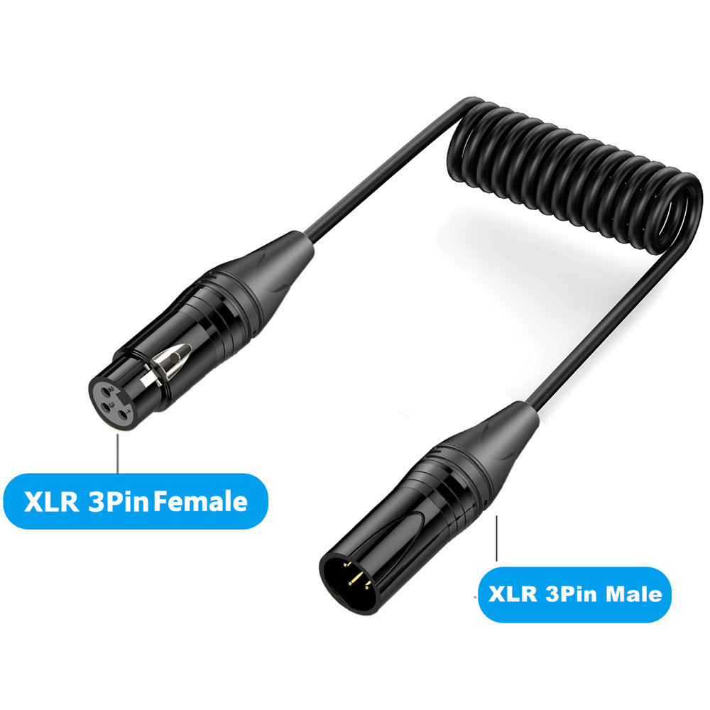 Spring Retractable Audio Cable 3Pin XLR Male to Female 3-Pin Audio ...
