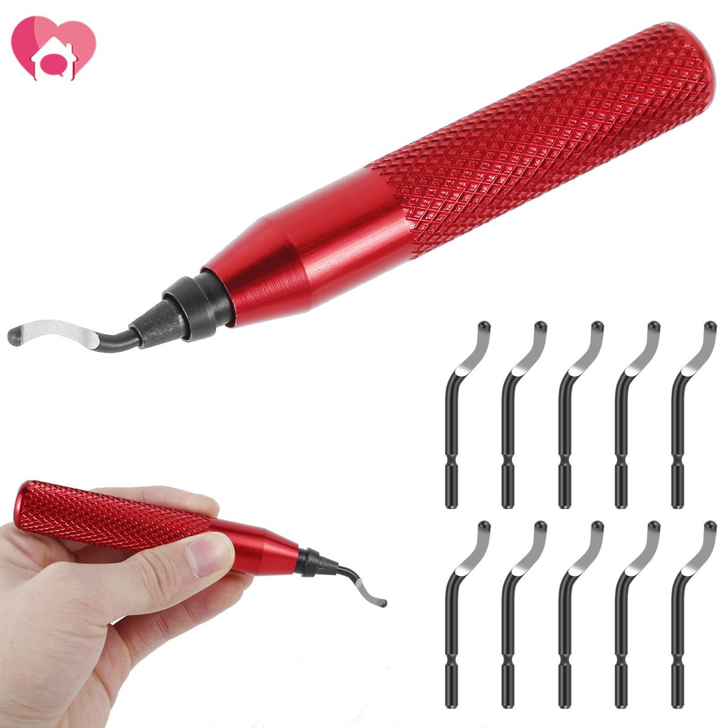 Deburring Tool Kit with 10 Extra Blades and 1 Handle Burr Removal Tool ...