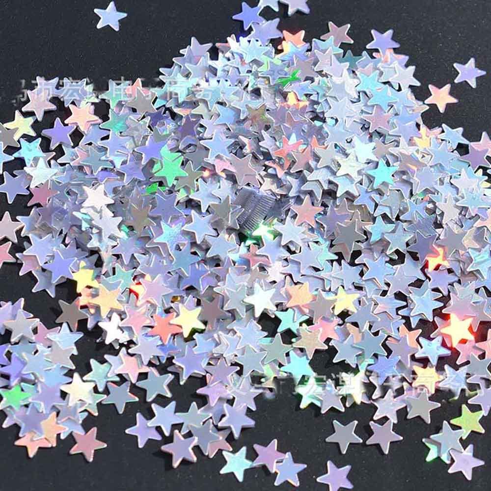 15g/Pack Iridescent Glitter Star Confetti Plastic 6MM Shining Wedding ...
