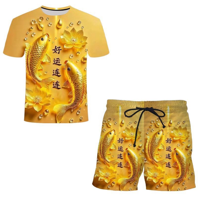2025 Summer New Good Luck Continuous Set 3D Printed Casual Fashion ...