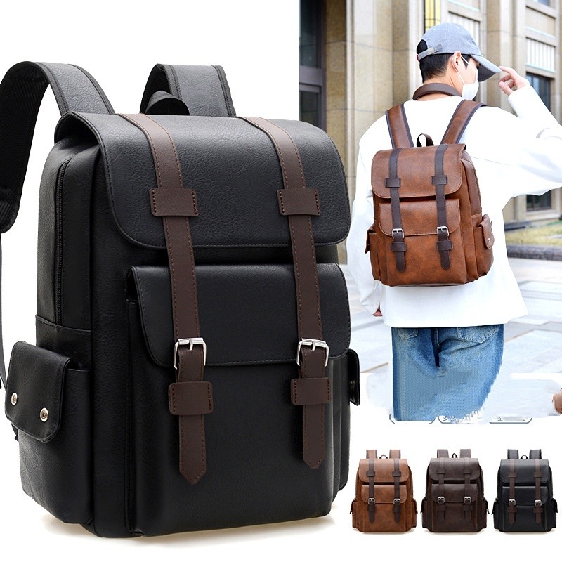 2025 New Style Men's Business Casual PU Leather Large Capacity Backpack ...