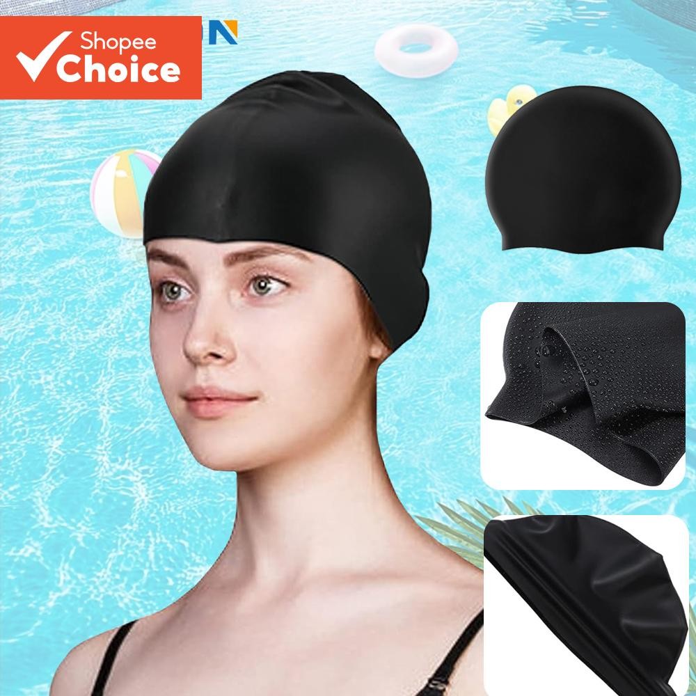 Silicone Swim Cap for Long Hair,3D Ergonomic Design Silicone Swimming ...
