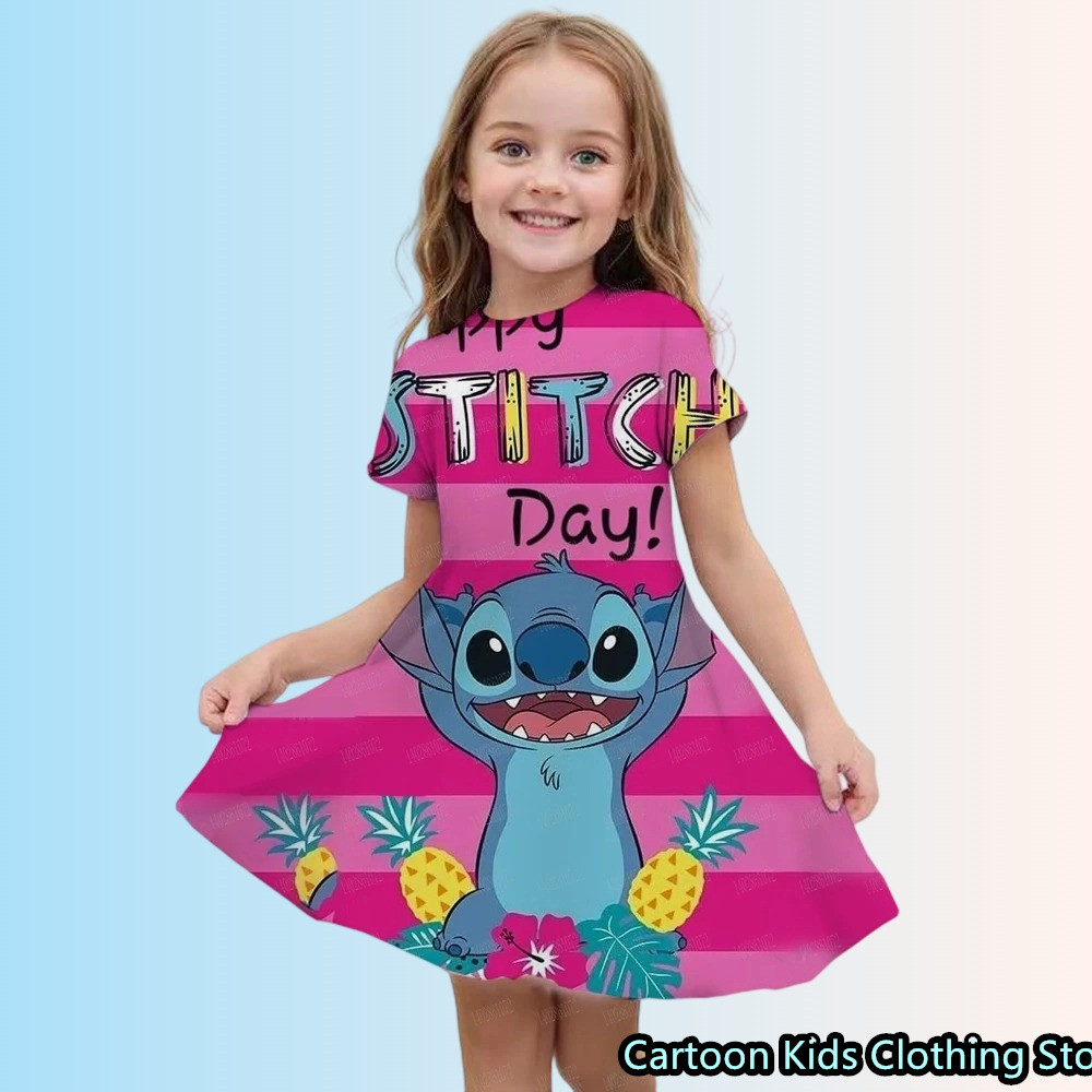 MINISO Disney Stitch Princess Party Dress Up For Girls Tshirt Sress ...
