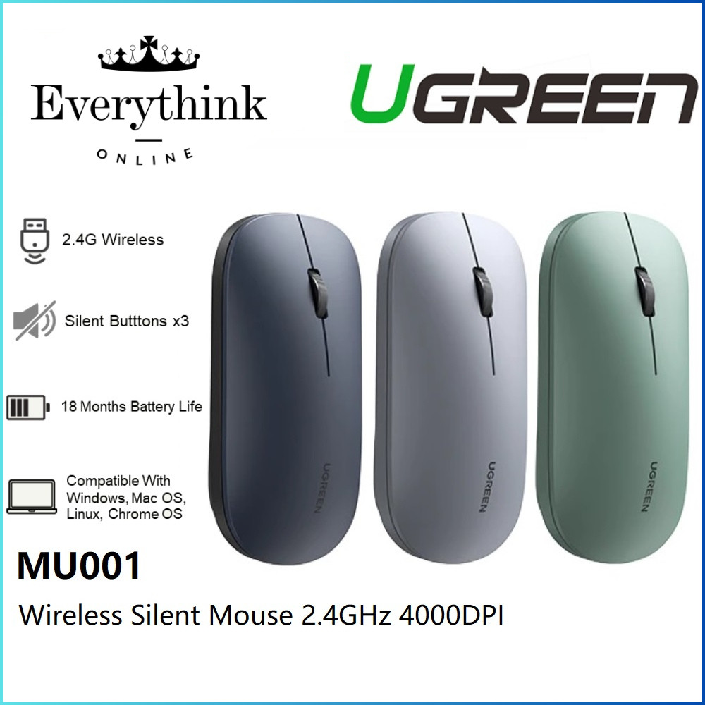 UGREEN MU001 2.4GHZ WIRELESS SILENT MOUSE WITH 3 BUTTONS 4000DPI THIN ...