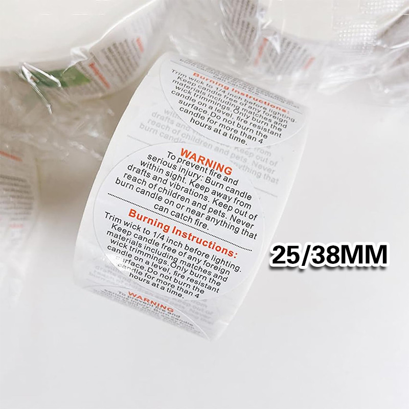 500Pcs/roll White Warning Labels Candle Jar Container Stickers Candle ...