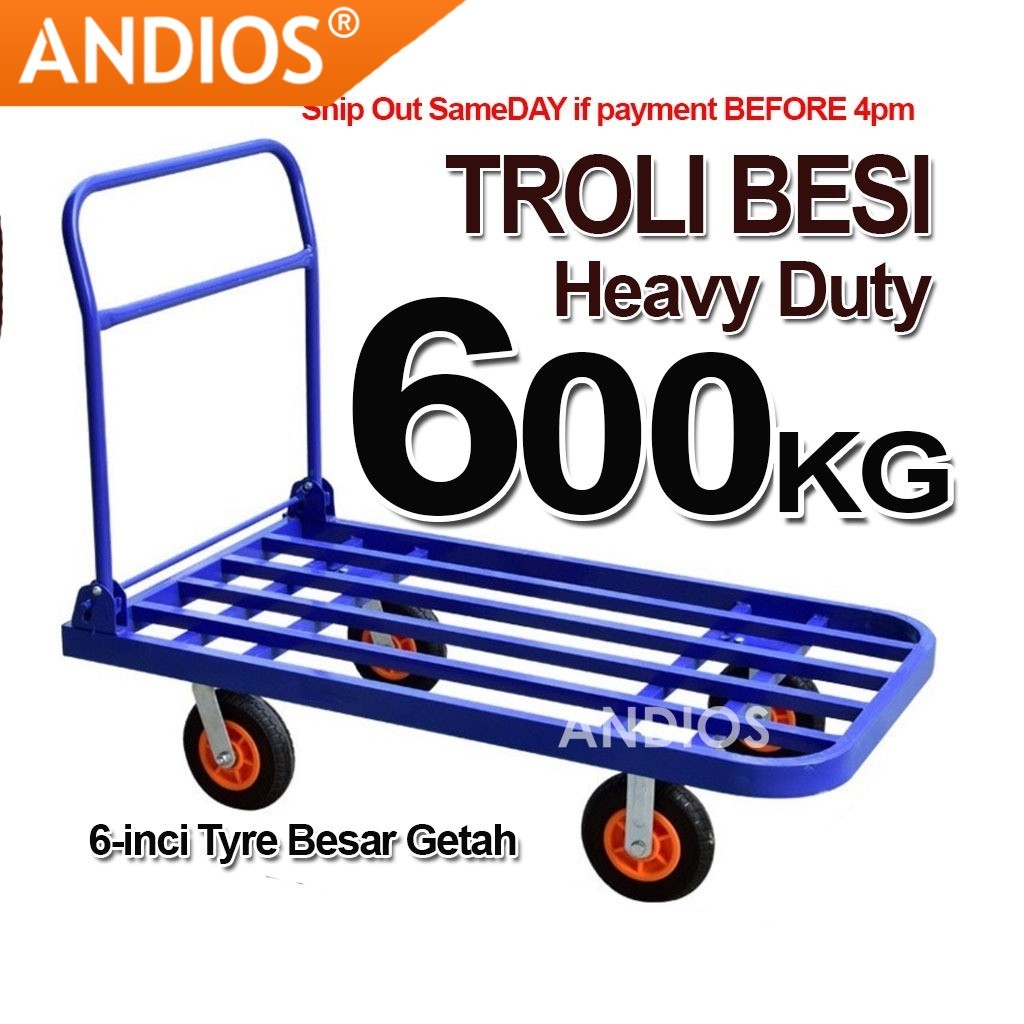 Troli Besar 600KG Large Trolley Heavy Duty Iron Steel Besi Folding ...