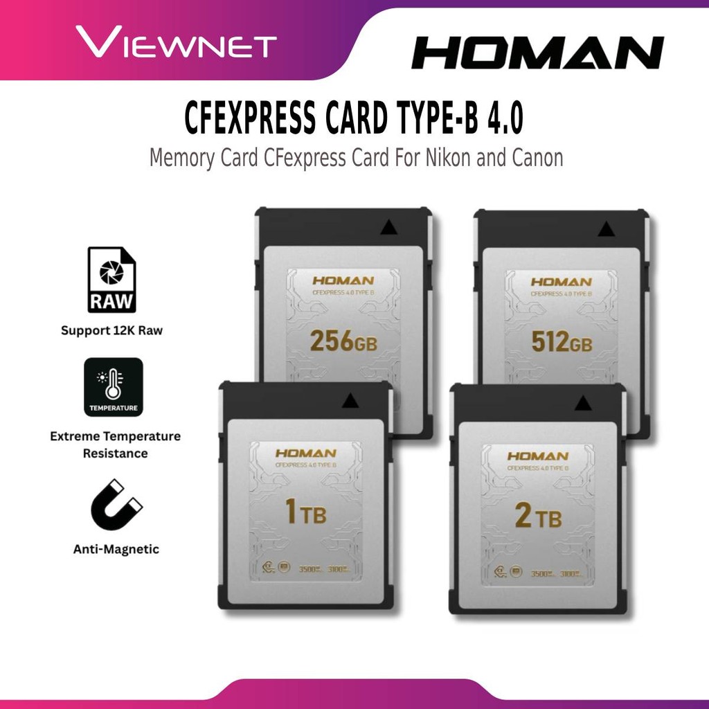 HOMAN CFEXPRESS CARD TYPE-B 4.0 / CFEXPRESS CARD TYPE-B 4.0 PRO MEMORY CARD FOR NIKON AND CANON ...