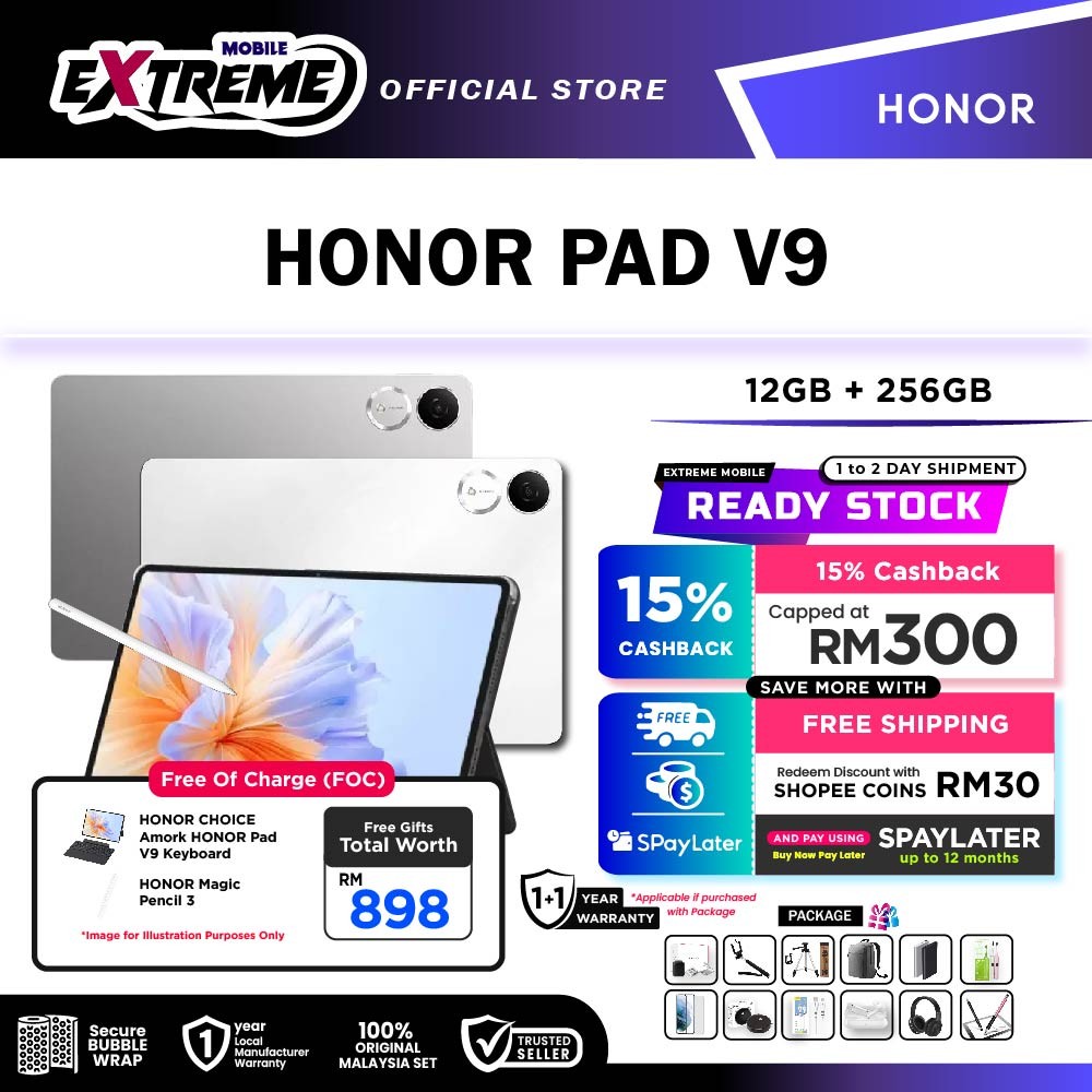 HONOR Pad V9 WIFI [24GB*(12+12)GB RAM 256GB ROM] - Original HONOR Malaysia | Shopee Malaysia