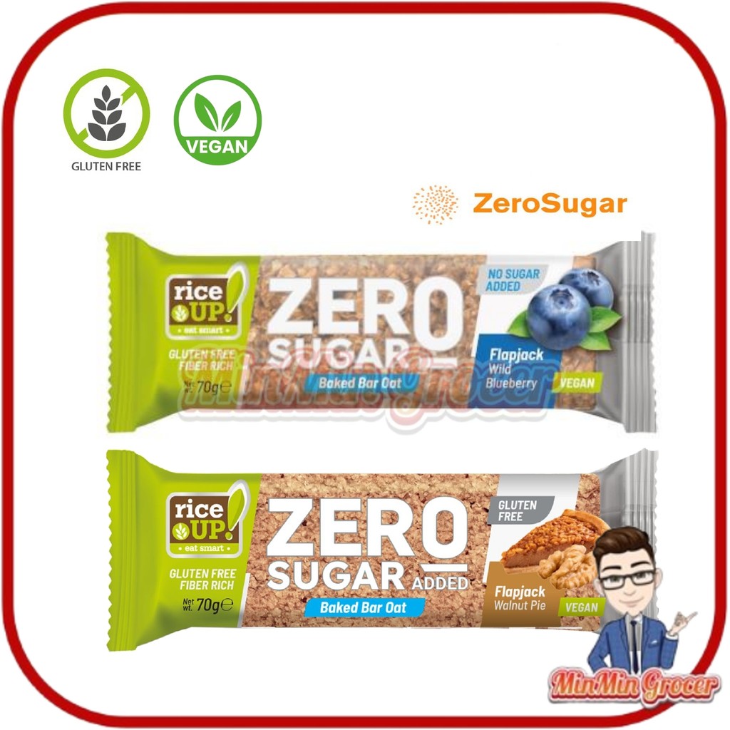 RiceUp Zero SUGAR Baked Oat Bar 70gm Gluten Free / FITSPO Oat Bar Flapjack 80gm Vegan | Shopee ...