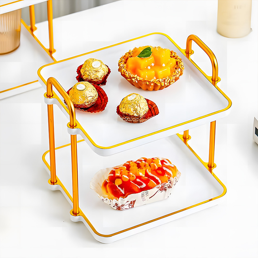 2 Tiers High Tea Dessert Kuih Cake Stand Fruit Snack Plate Tray Wedding ...