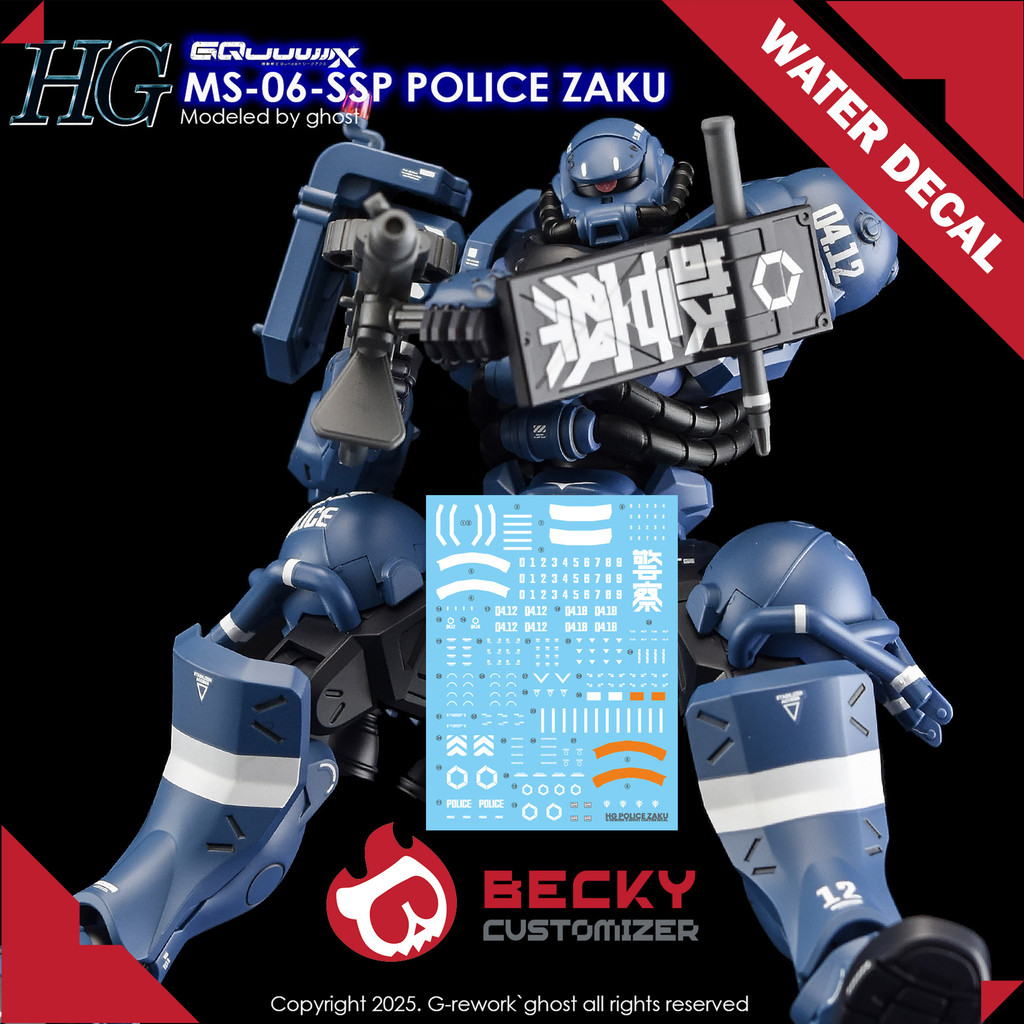G-Rework [HG] Gquuuuuux POLICE ZAKU (water slide decal) | Shopee Malaysia